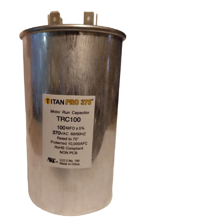 CAPACITOR 100 MFD 370 VAC 60/50 HZ ( MODELO - TRC100 ) :: Garceshvac.com.mx